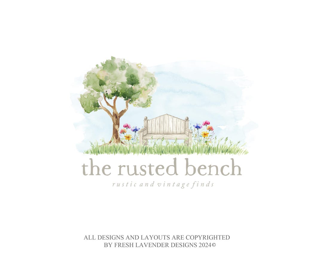 Bench Logo, Rustic Logo, Custom Logo, Park Logo, Tree Logo, Business ...