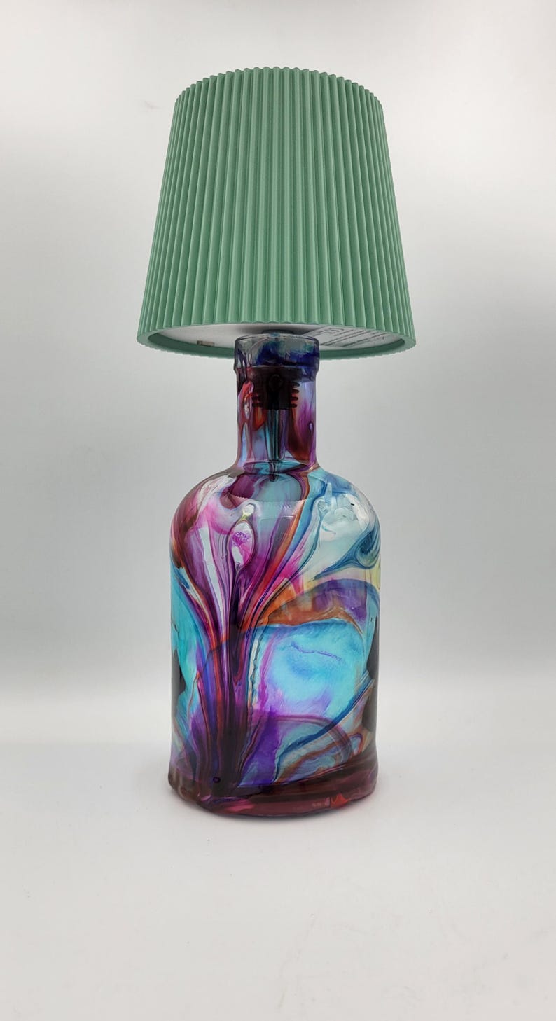 Hand-decorated Glass Bottle Table Lamp – Dimmable, Touch-operated, Usb ...