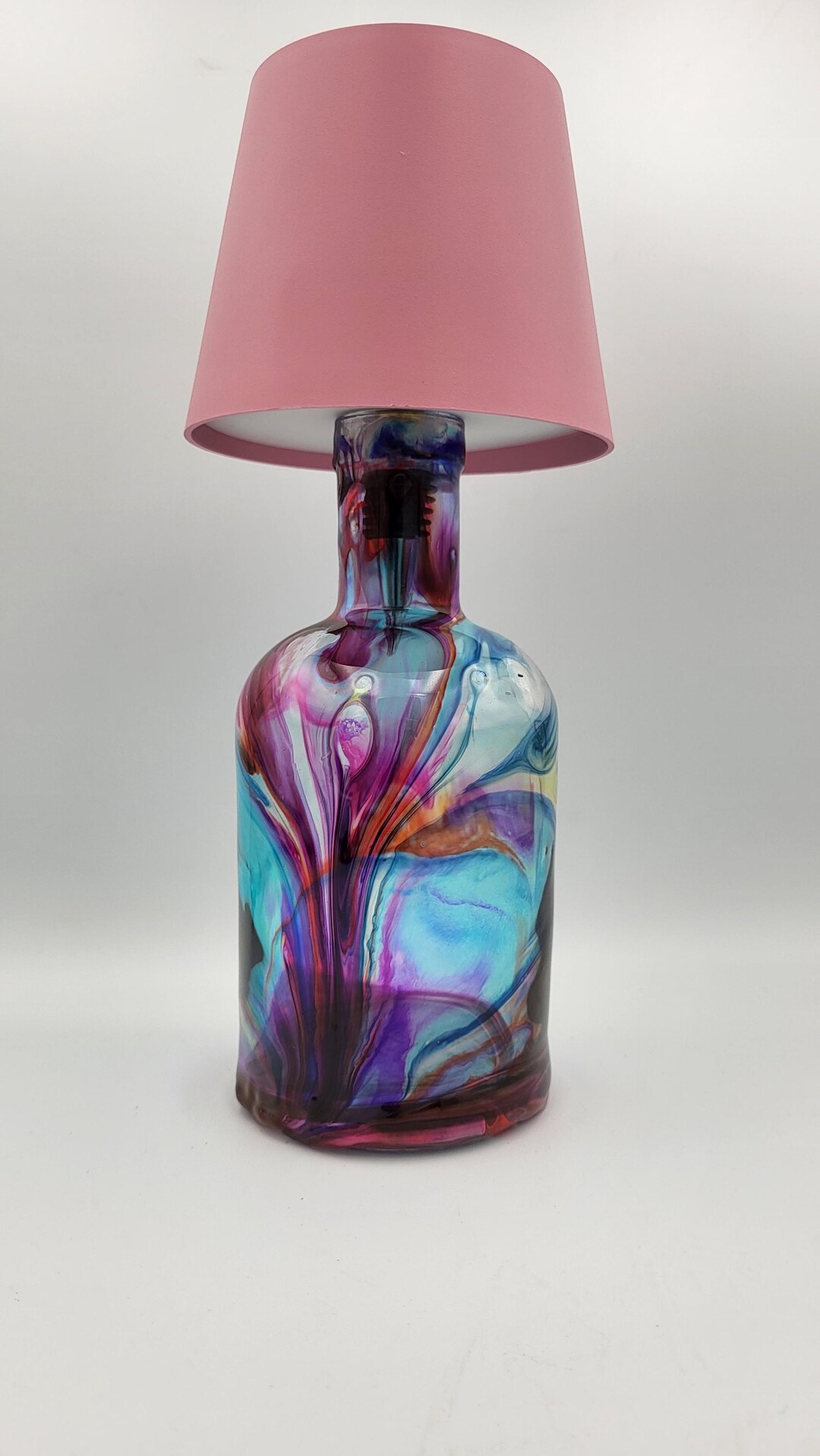 Hand-decorated Glass Bottle Table Lamp – Dimmable, Touch-operated, Usb ...