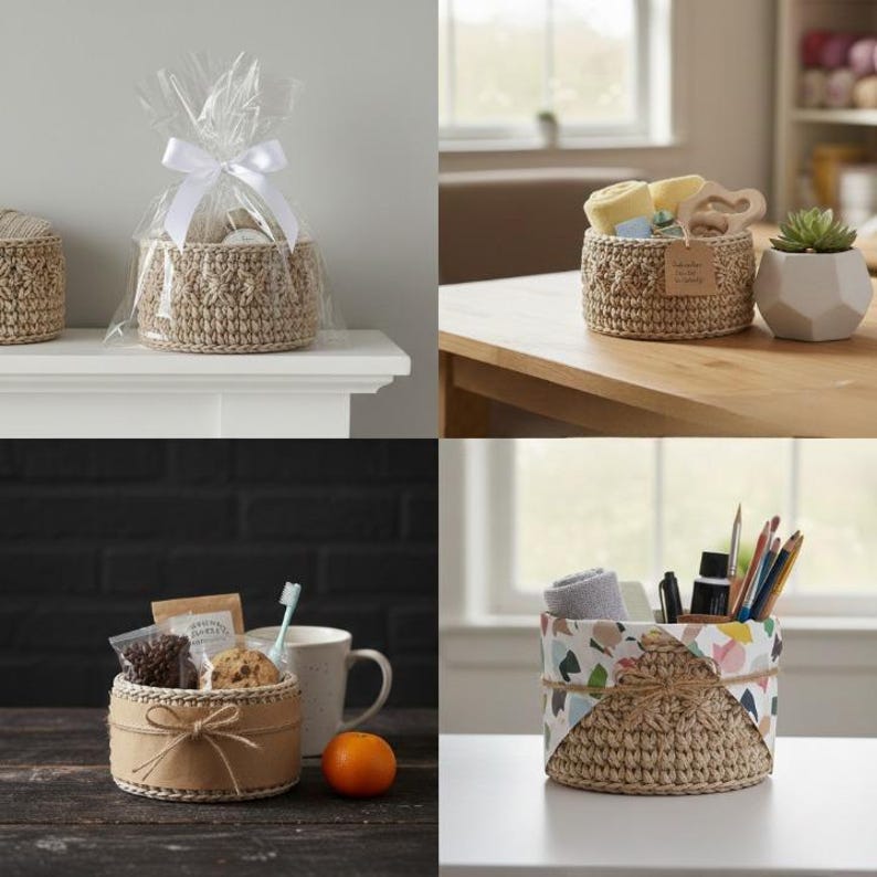 Star Stitch Crochet Basket, Crochet Home Organizer, Minimal Crochet ...