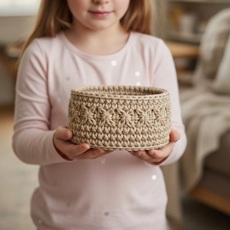 Star Stitch Crochet Basket, Crochet Home Organizer, Minimal Crochet ...