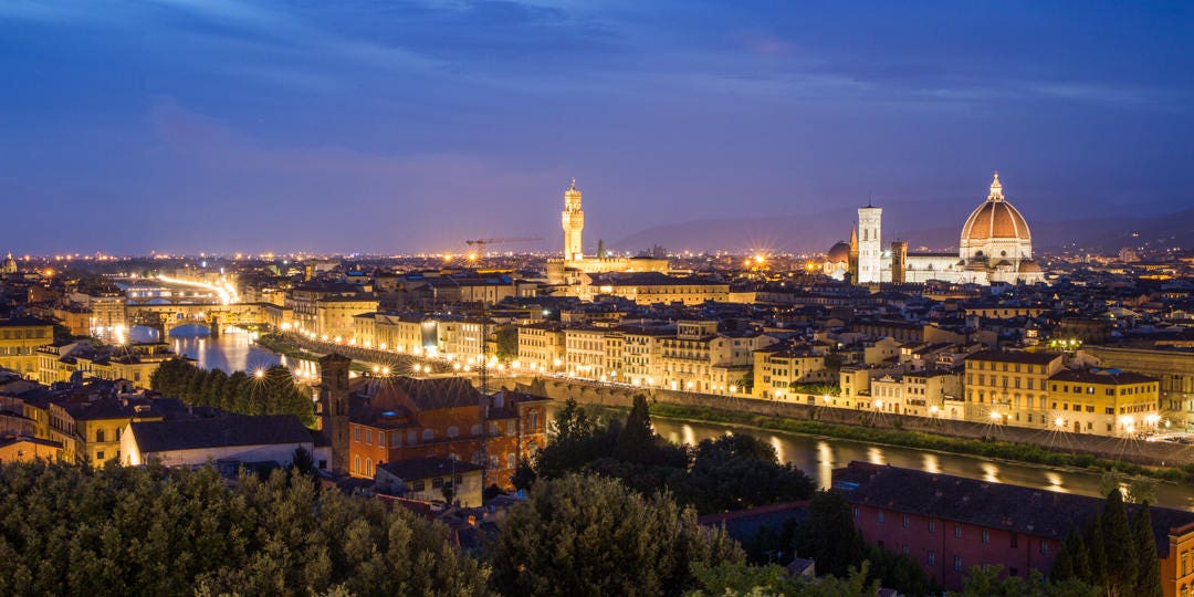 Florence Skyline Panorama - Firenze Duomo, Palazzo Vecchio and Ponte ...