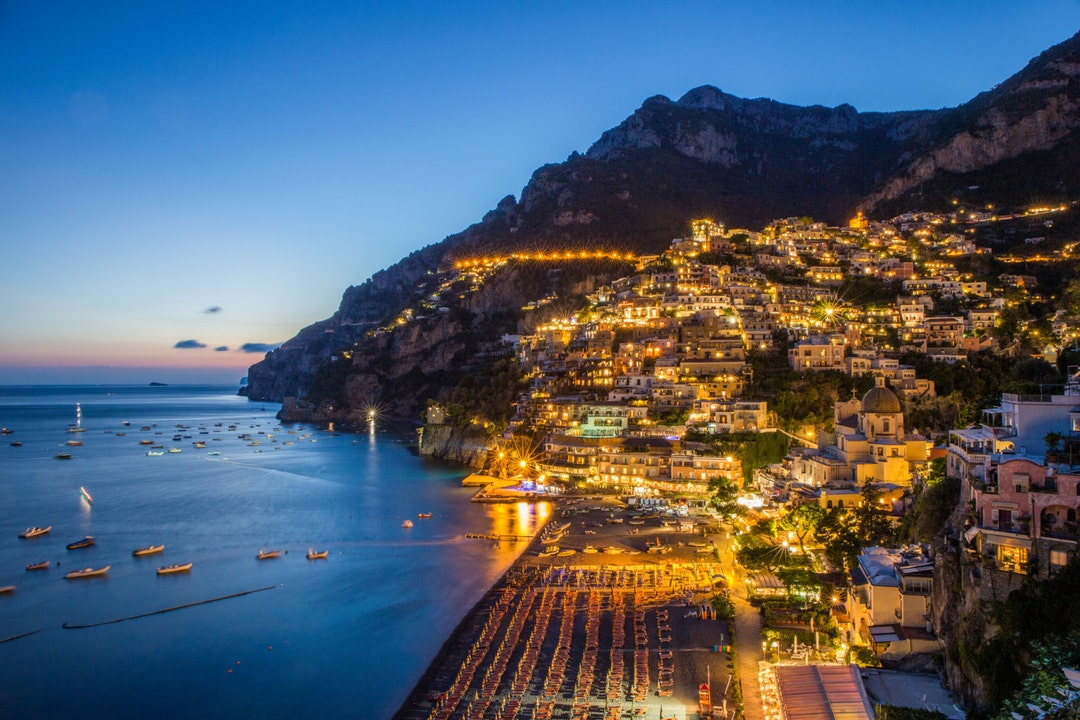 Positano at Night - Amalfi Coast - Beach Photography - Italy ...