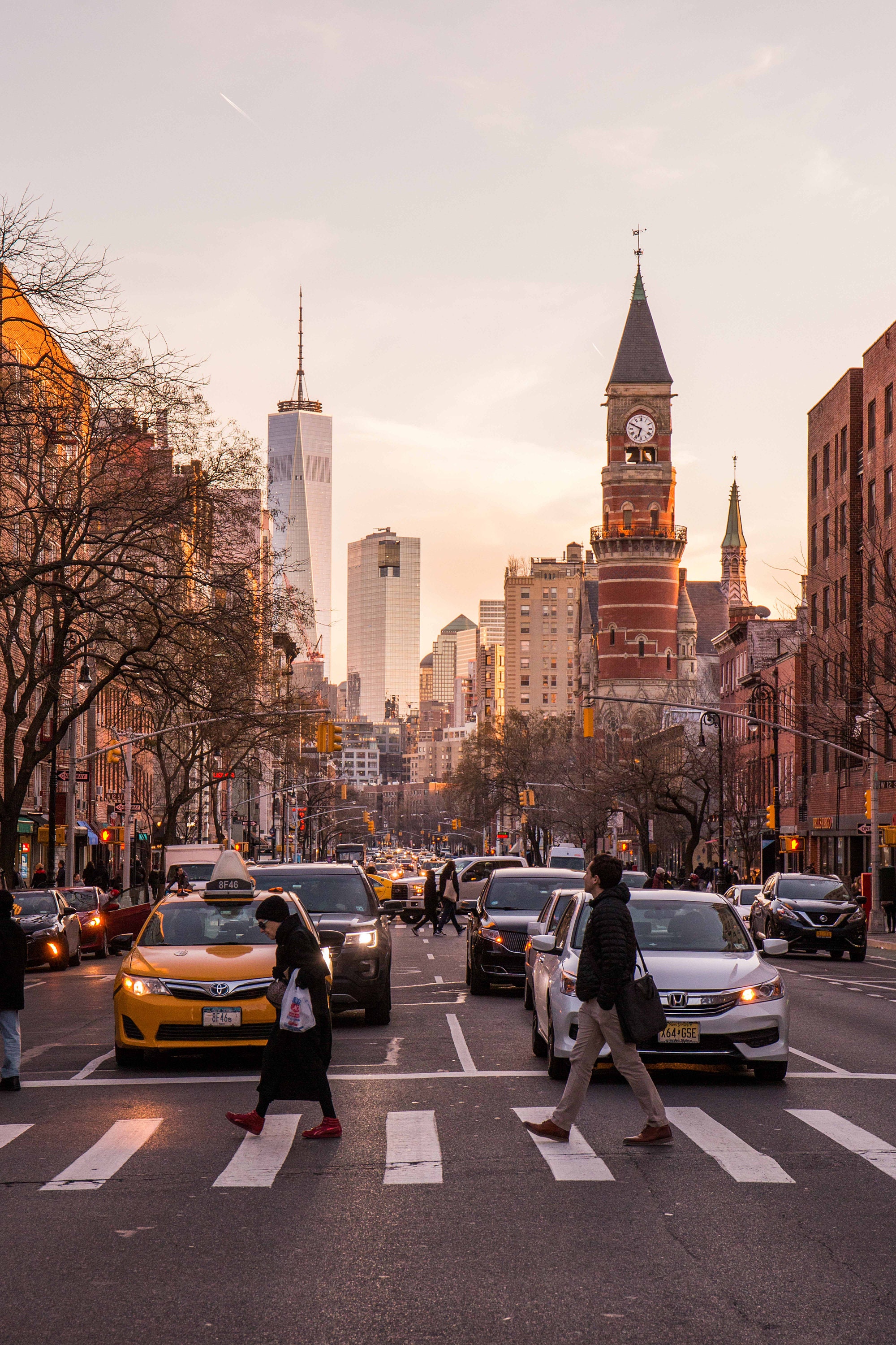 New York Street Scene in Chelsea One World Trade From 6th Avenue ...