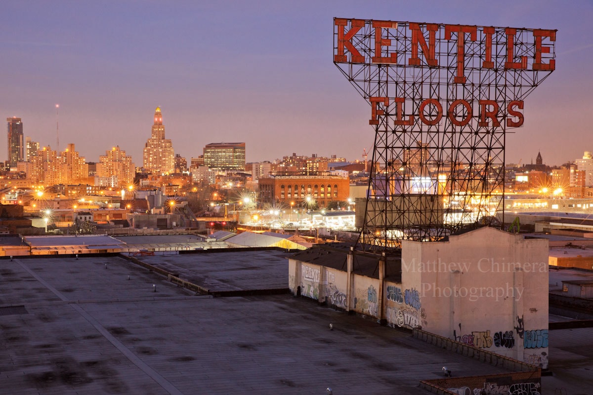 Brooklyn Kentile Floors Sign - Brooklyn Skyline - New York City ...