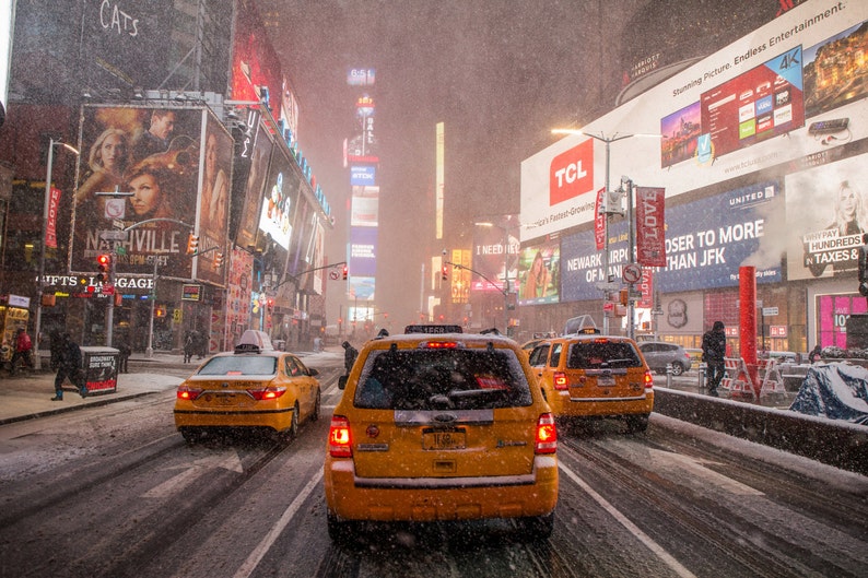 Times Square in the Winter - New York in the Winter - NYC Taxi Cab ...