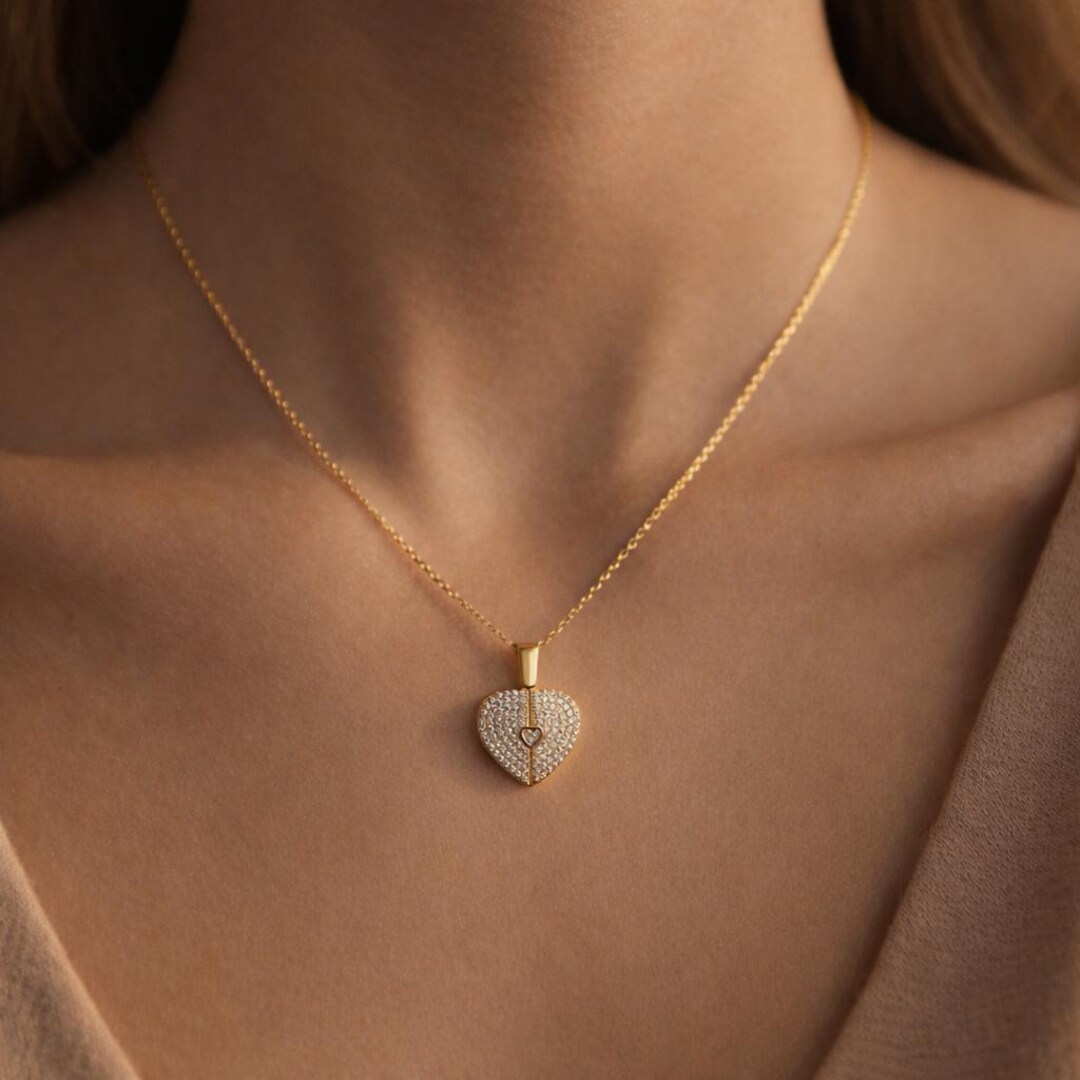 Gold Heart Lock Necklace - Meaningful Gift for Her - Etsy