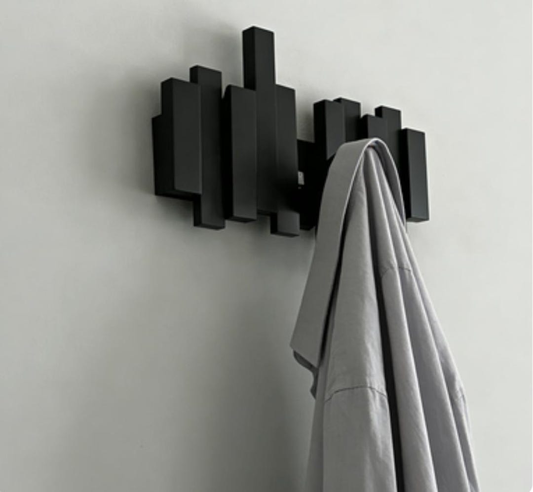 Modern Piano Key Coat Rack, 3 Flip Down Wood Wall Hooks, Minimalist ...