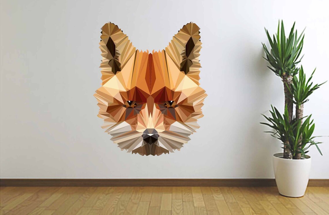 Fox Illustration Fox Wall Decal Vinyl Wall Decal Polygonal - Etsy
