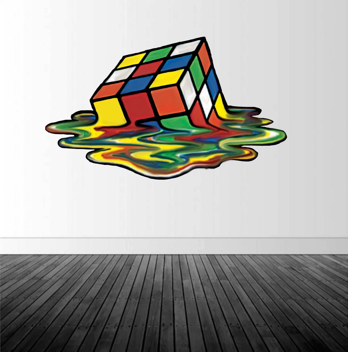 Rubik's Cube Wall Decal Melting Rubik's Cube Decal - Etsy