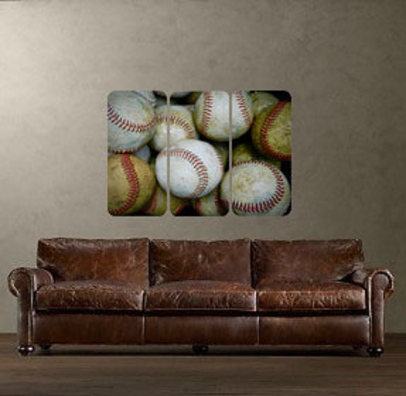 Baseball Wall Decal: 3-piece Vinyl Baseball Photography Art - Etsy