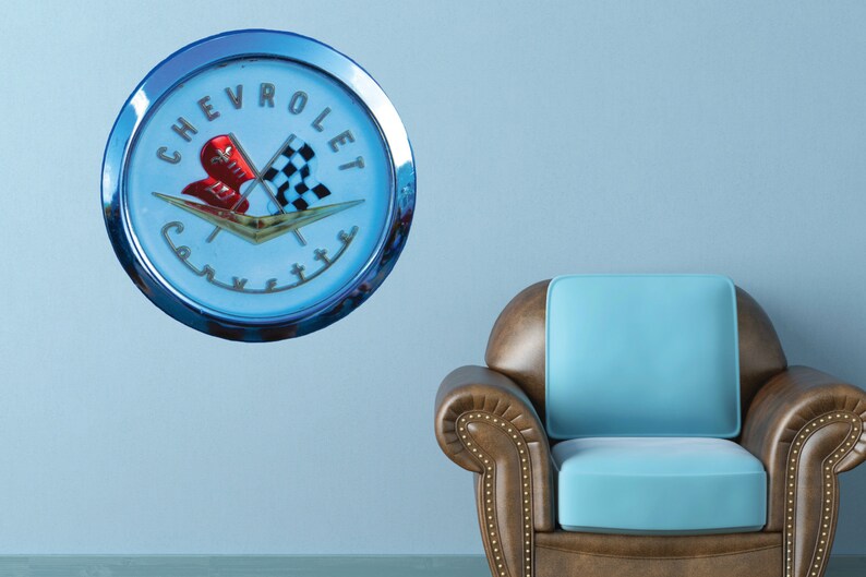 Corvette Wall Decal Retro Corvette Decor Chevy Corvette - Etsy