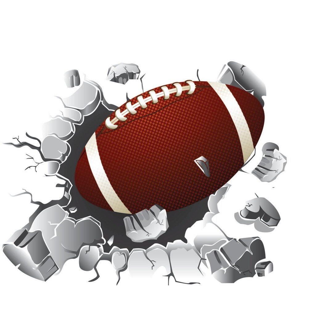 Football Wall Decal: Busting Wall Graphic, Sports Bedroom Decor - Etsy