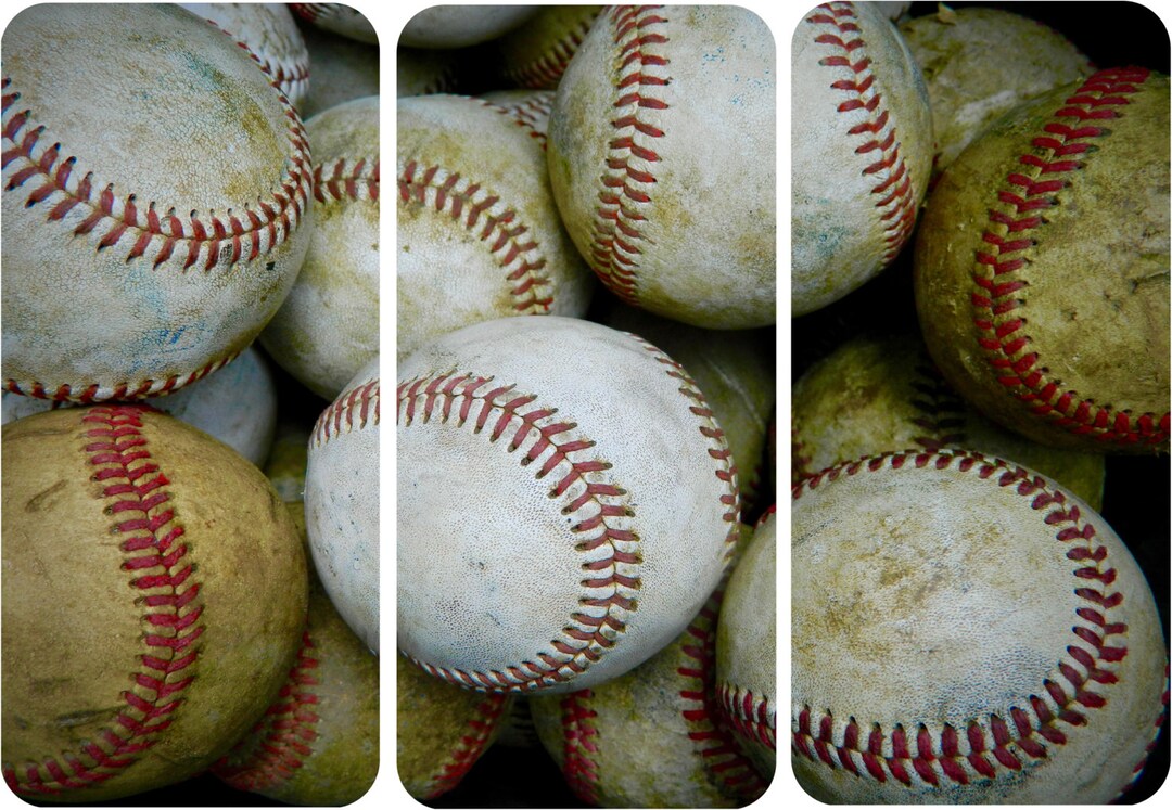 Baseball Wall Decal: 3-piece Vinyl Baseball Photography Art - Etsy