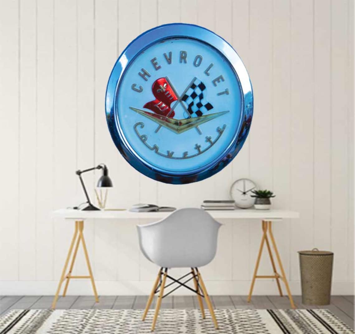 Corvette Wall Decal Retro Corvette Decor Chevy Corvette - Etsy