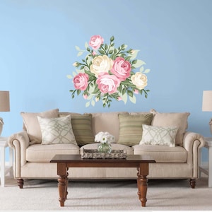 Floral Wall Decal Rose Wall Decal Home Decor Rose Decor | Etsy