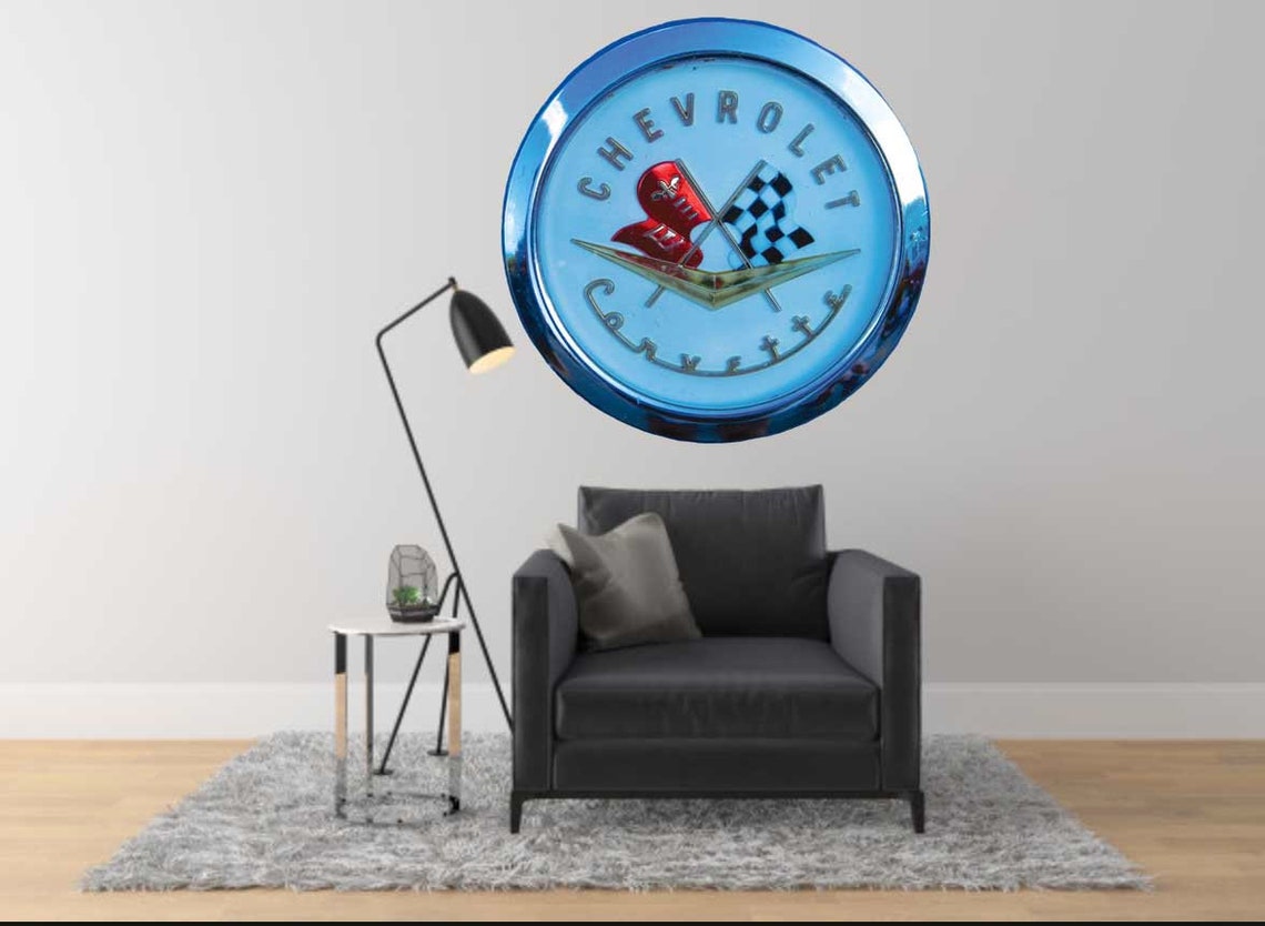 Corvette Wall Decal Retro Corvette Decor Chevy Corvette - Etsy