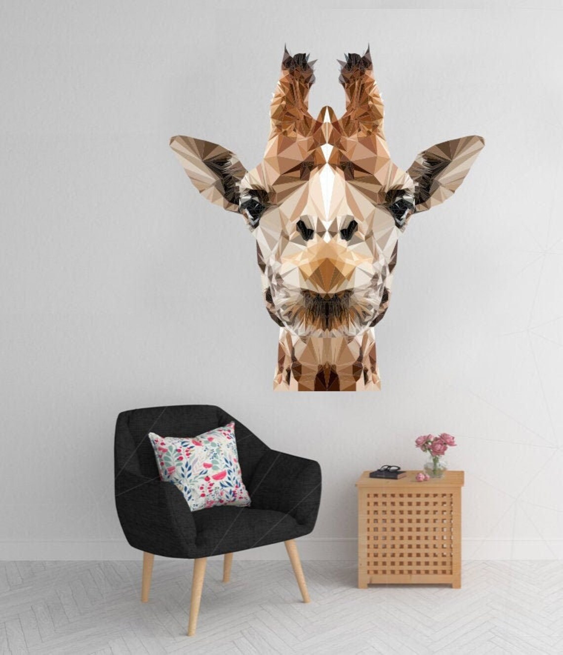 Giraffe Wall Decal Giraffe Sticker Polygonal Giraffe | Etsy