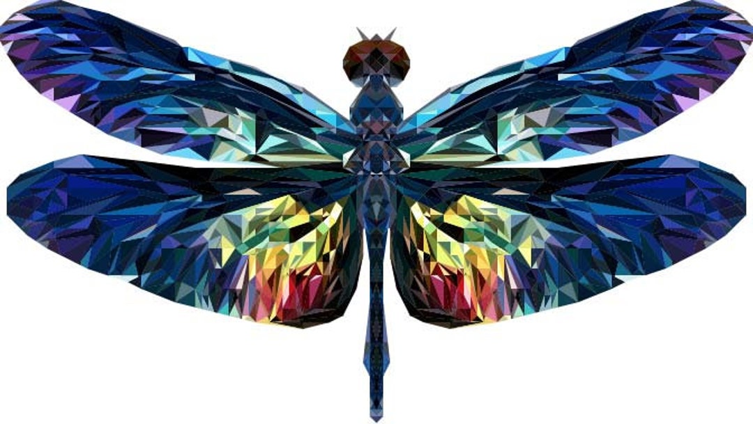 Dragonfly Decal, Vinyl Wall Decal, Polygonal Dragonfly, Geometric ...