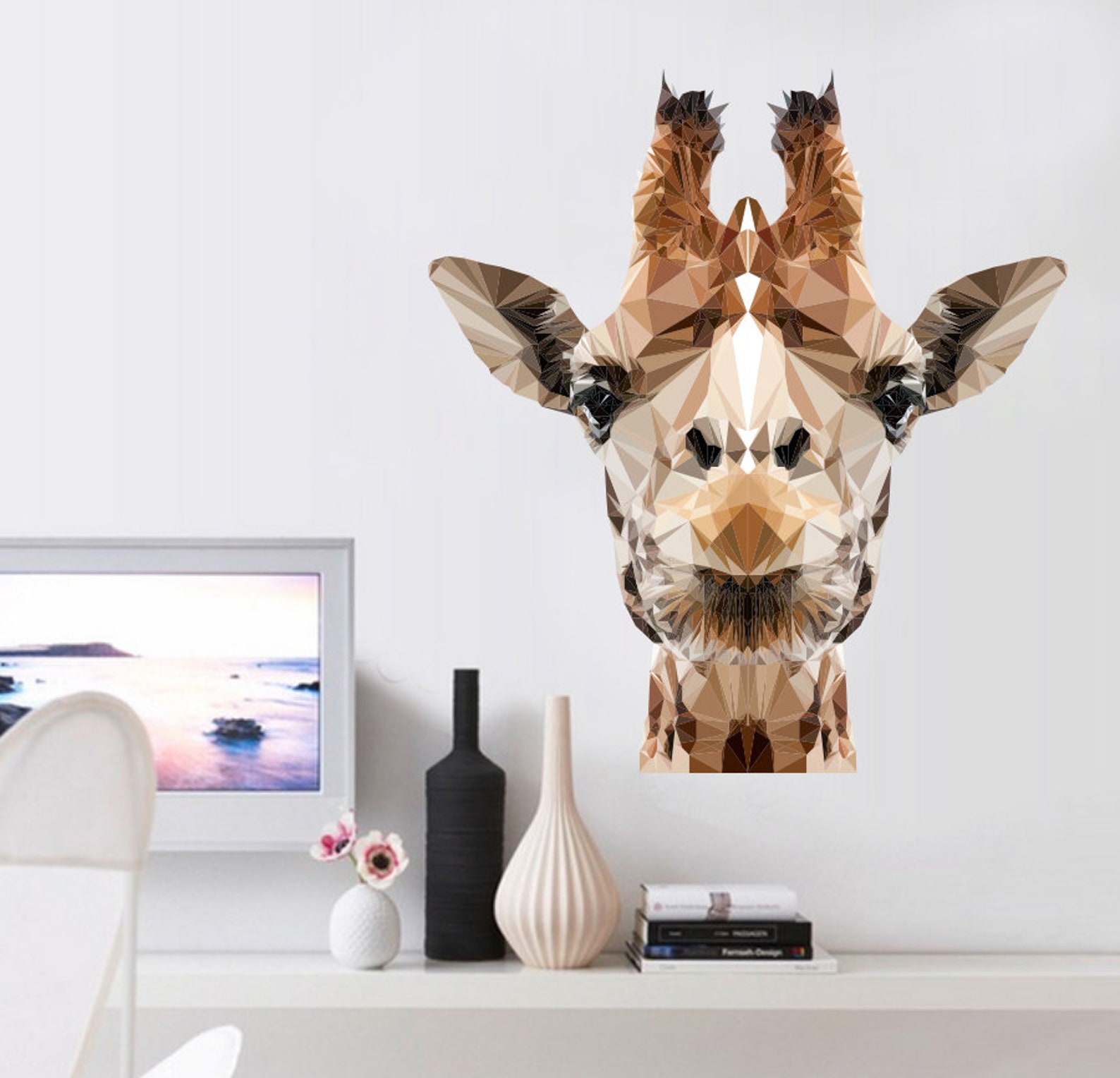 Giraffe Wall Decal Giraffe Sticker Polygonal Giraffe | Etsy