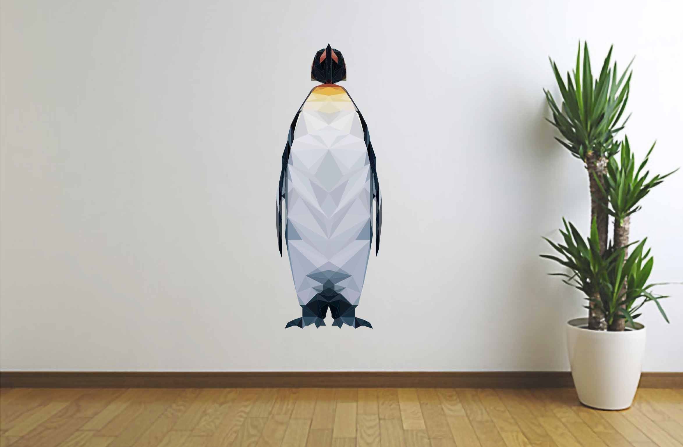 Penguin Wall Decal, Polygonal Penguin, Home Decor, Wall Art, Vinyl ...