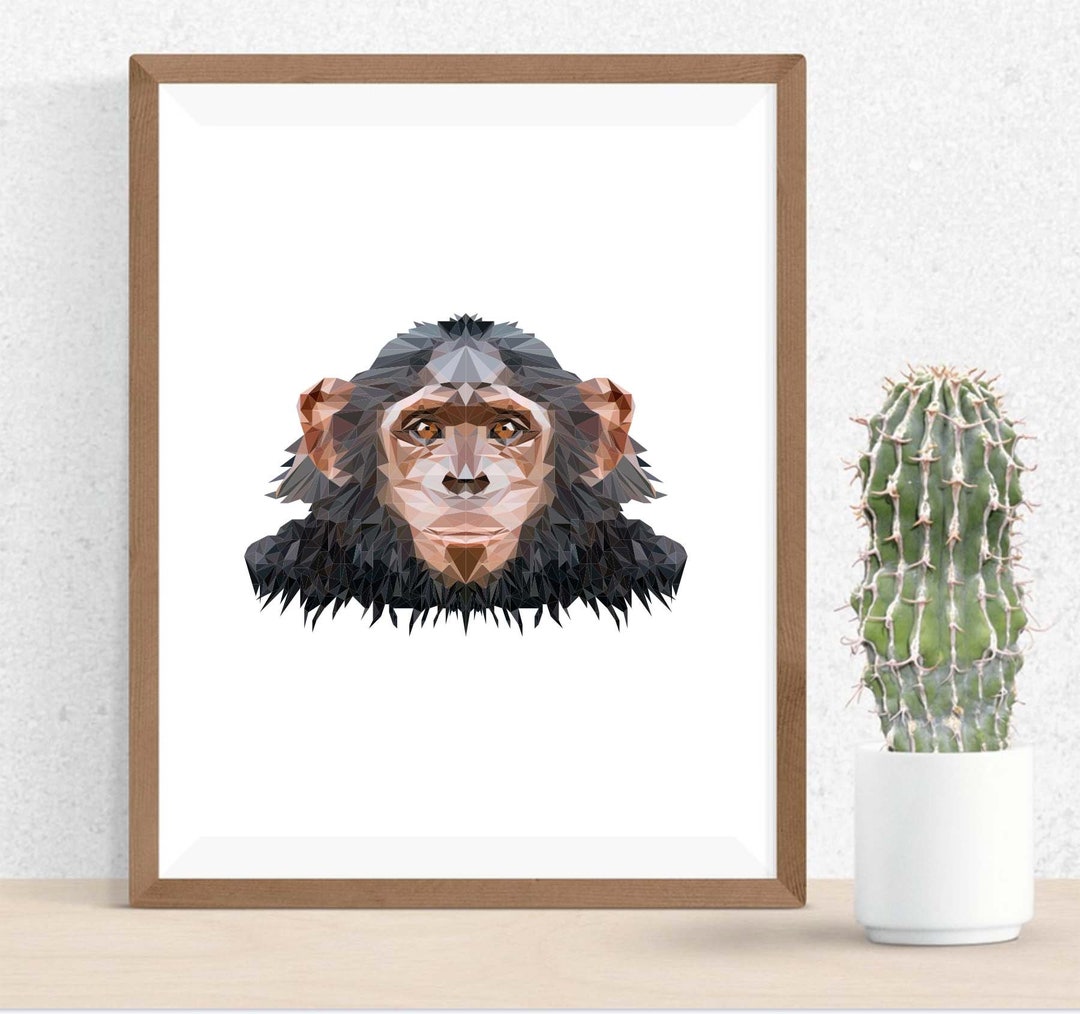 Monkey Polygonal Art, Abstract Print, Monkey Art, Symmetric Design ...