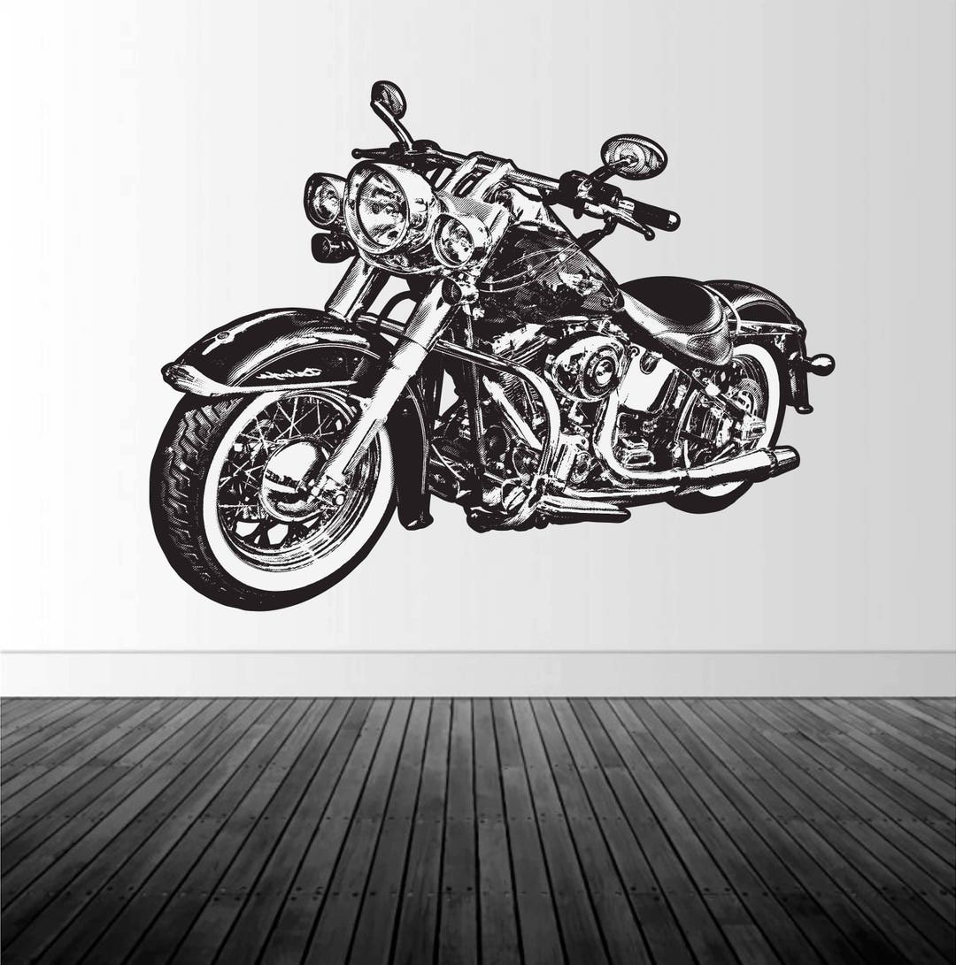 Motorcycle Wall Decal, Vinyl Wall Decal, Removable Wall Decal, Wall Art ...