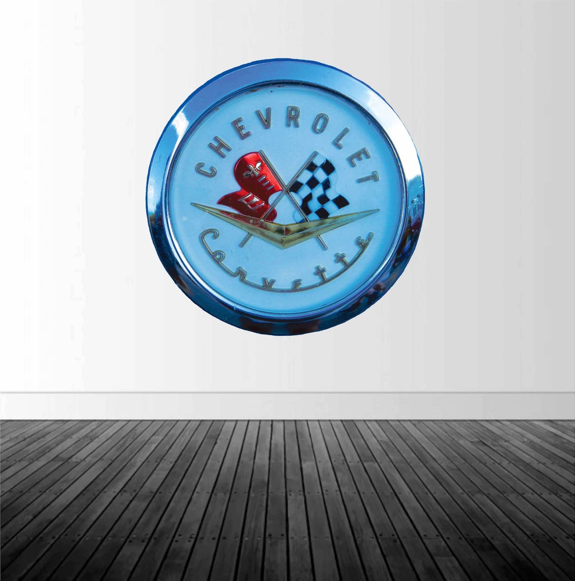 Corvette Wall Decal Retro Corvette Decor Chevy Corvette - Etsy