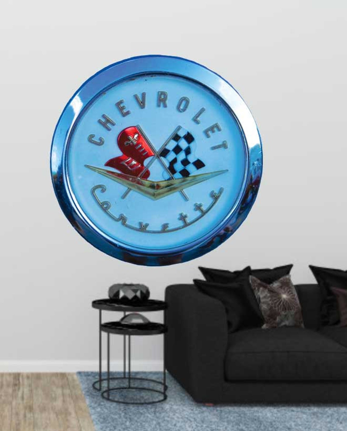 Corvette Wall Decal Retro Corvette Decor Chevy Corvette - Etsy