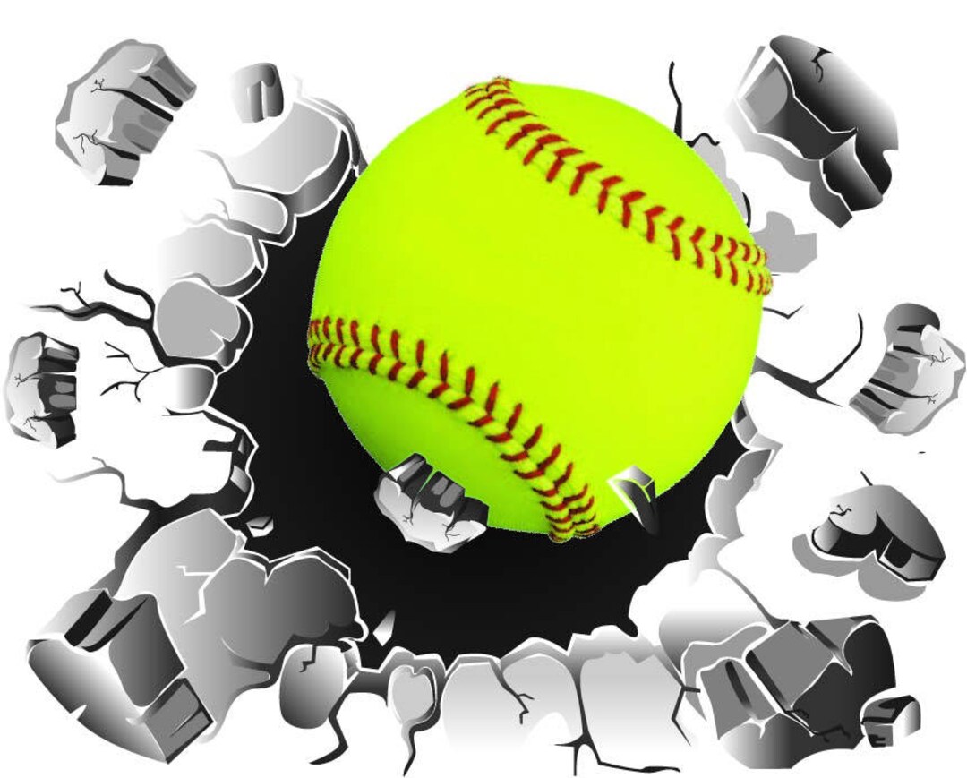 Softball Wall Decal: Busting Wall Graphic, Sports Decor - Etsy