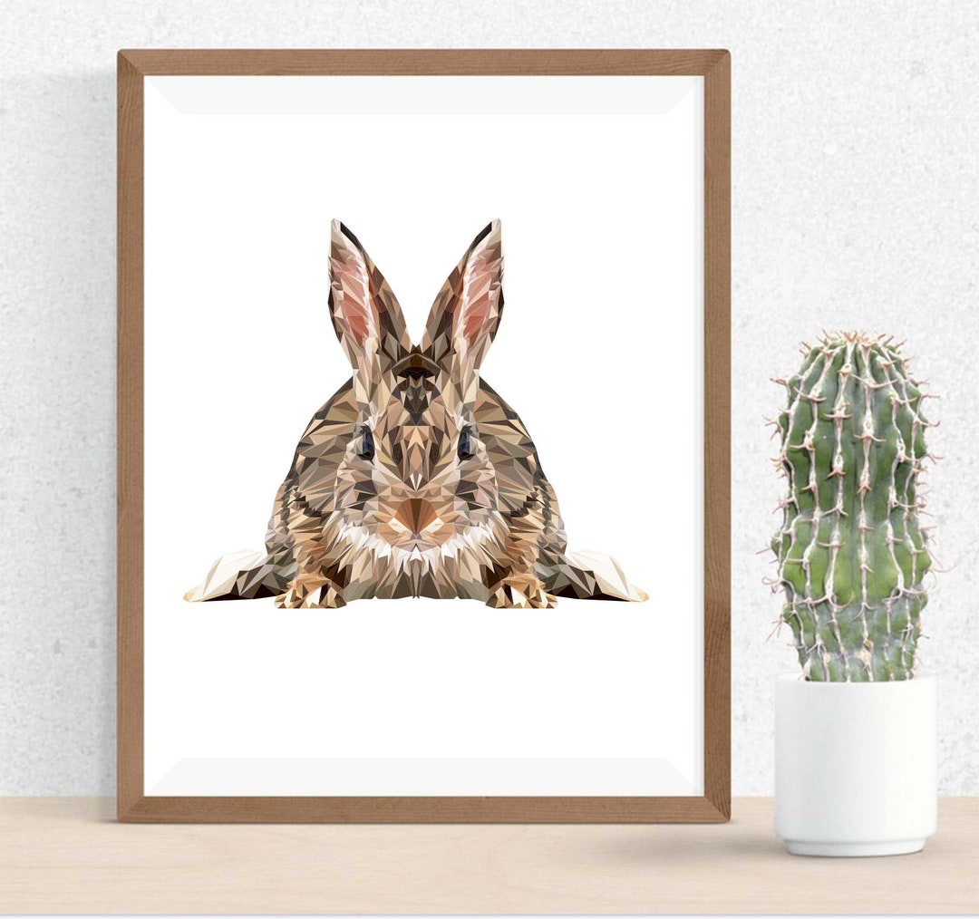 Rabbit Print, Polygonal Art, Abstract Print, Rabbit Art, Symmetric ...