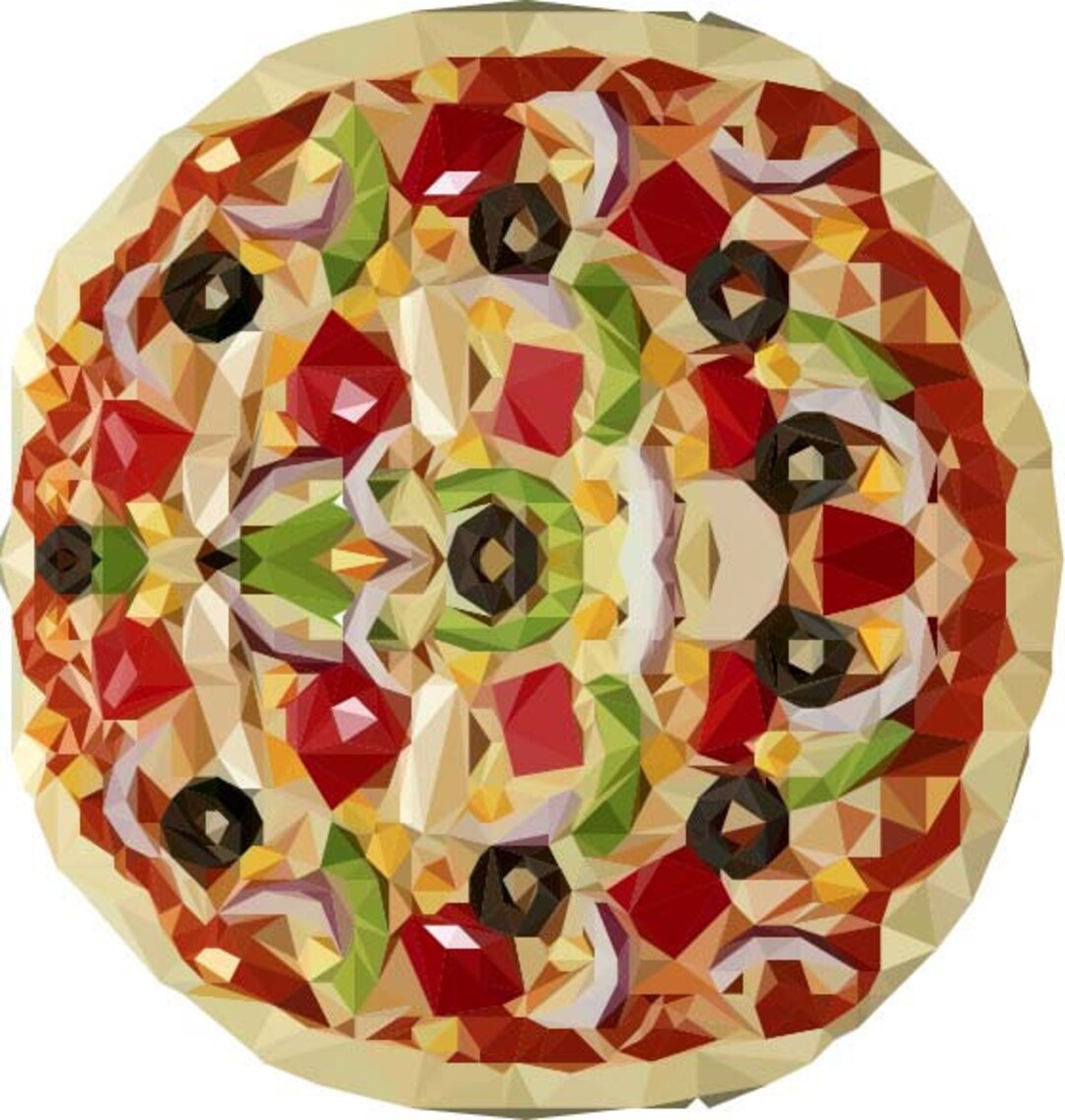 Pizza Wall Decal, Geometric Pizza, Polygonal Pizza, Geometric Accent ...