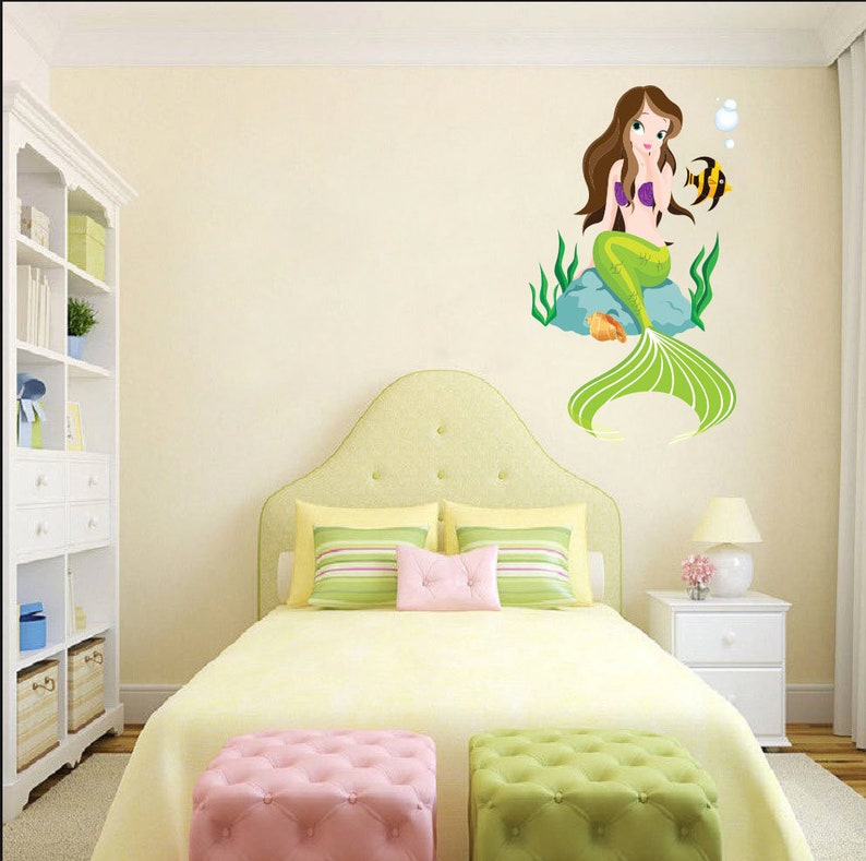 Mermaid Wall Decal Mermaid Girl's Bedroom Decor Vinyl | Etsy