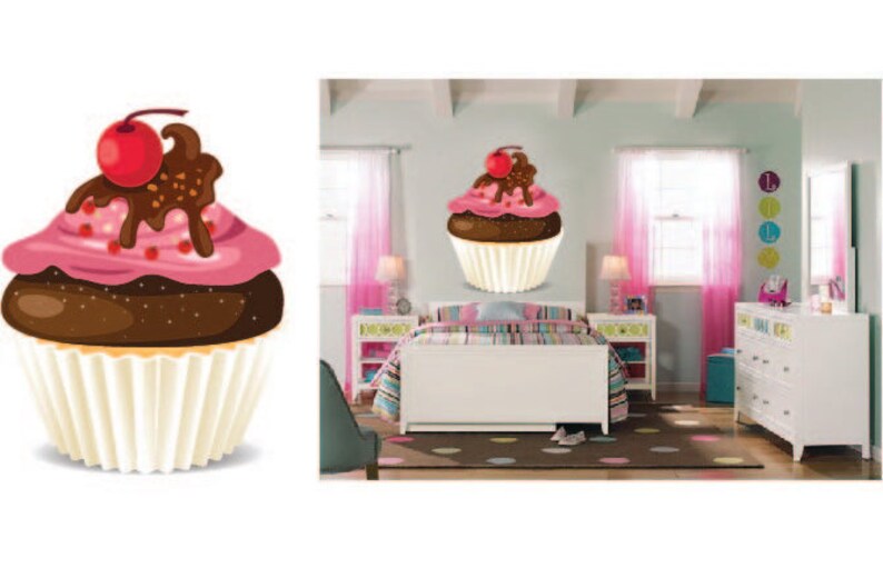 Cupcake Wall Decal Girl's Bedroom Decal Cupcake Theme | Etsy