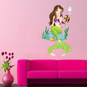Mermaid Wall Decal, Mermaid, Girl's Bedroom Decor, Vinyl Wall Decal ...