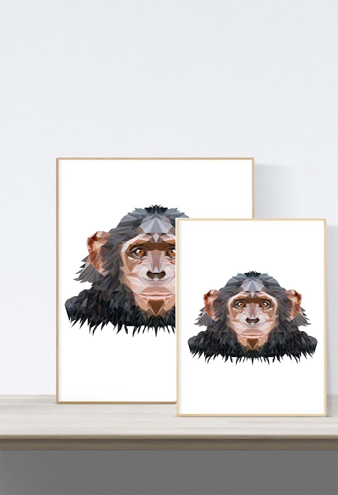 Monkey Polygonal Art, Abstract Print, Monkey Art, Symmetric Design ...