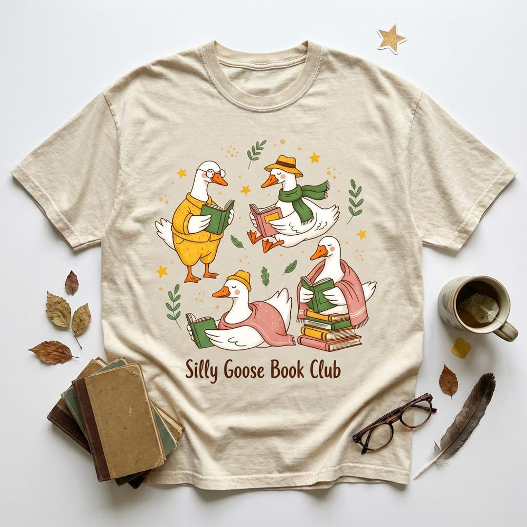 Silly Goose Book Club Shirt, Funny Reading Lover T-shirt, Cute Goose ...