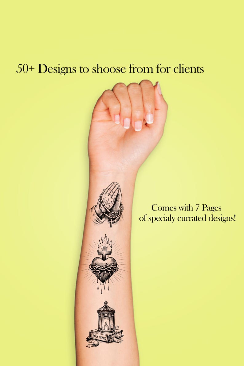 Christian Tattoo Flash Sheets Bundle | 50+ Blackwork Religious Designs ...