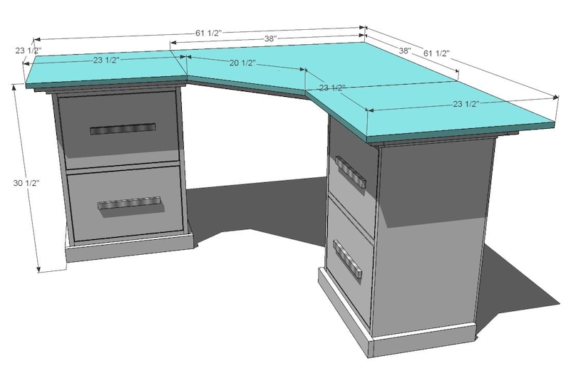 Corner Desk Plans | L-shaped Workstation Woodworking Blueprint (PDF ...