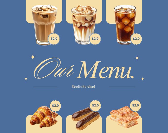 Editable Coffee Restaurant Menu Template |10 Modern Cafe Food & Drinks ...