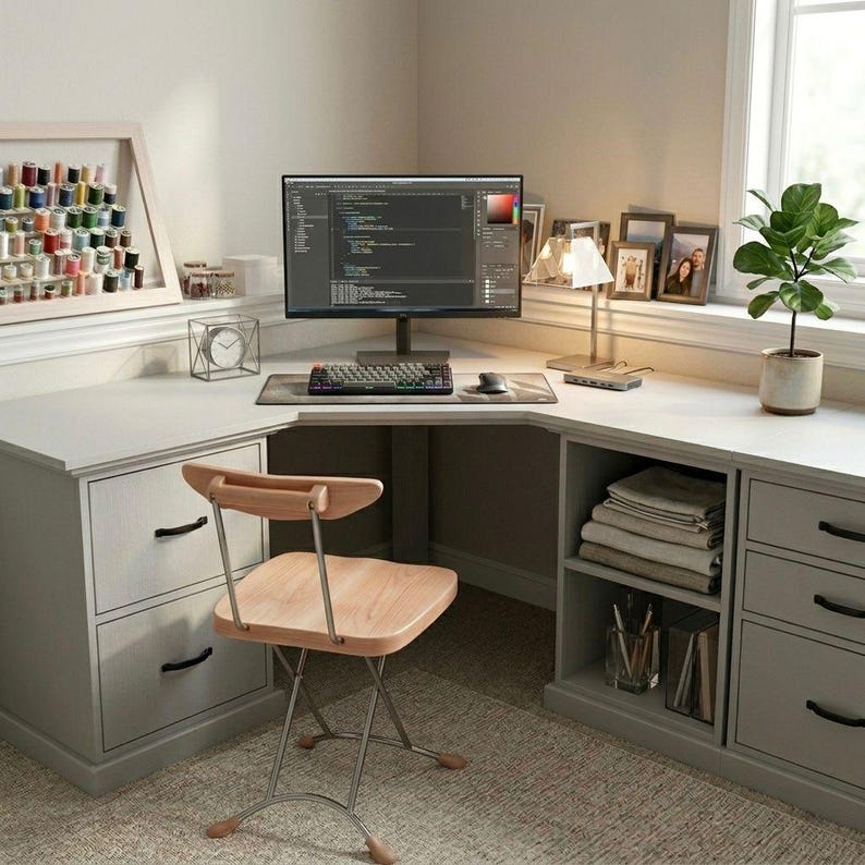 Corner Desk Plans | L-shaped Workstation Woodworking Blueprint (PDF ...