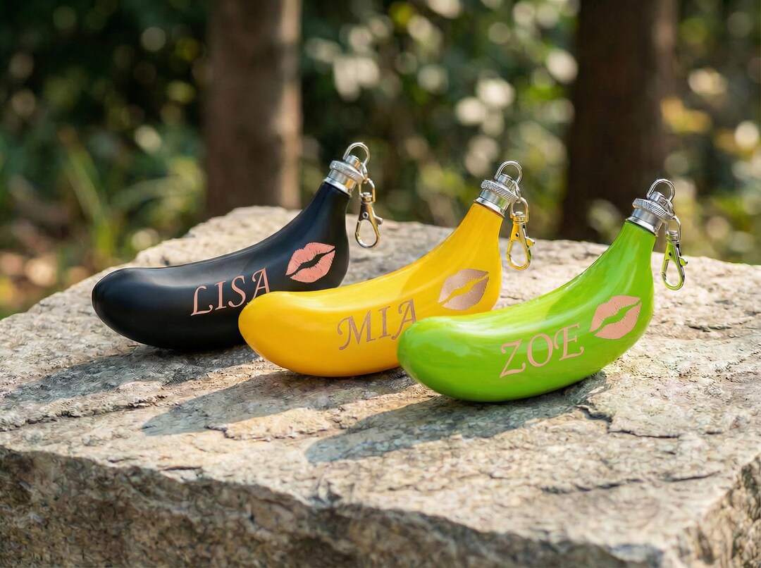 Custom 5oz Banana Shaped Flask - Personalized Lip Print & Name, Unique ...