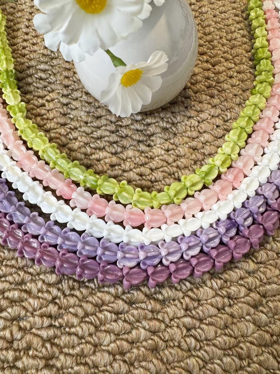 Colorful Hawaiian Crown Flower Beads 11.5 Mm- Hawaiian Coral Powder ...