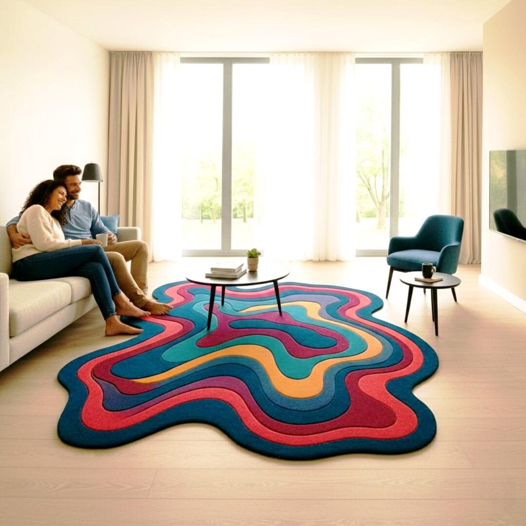 Hand Tufed Abstract Shaped Rug for Living Room & Bedroom. - Etsy