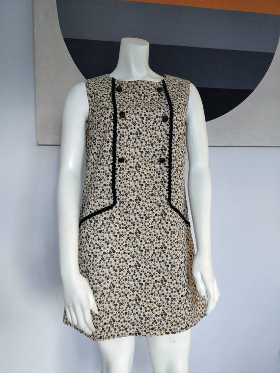 Vintage Mod Floral Mini Dress - Gem