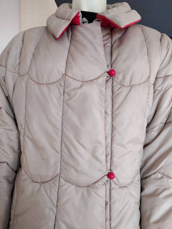 Vintage Reversible Puffy Jacket with Scallop Edge - Gem