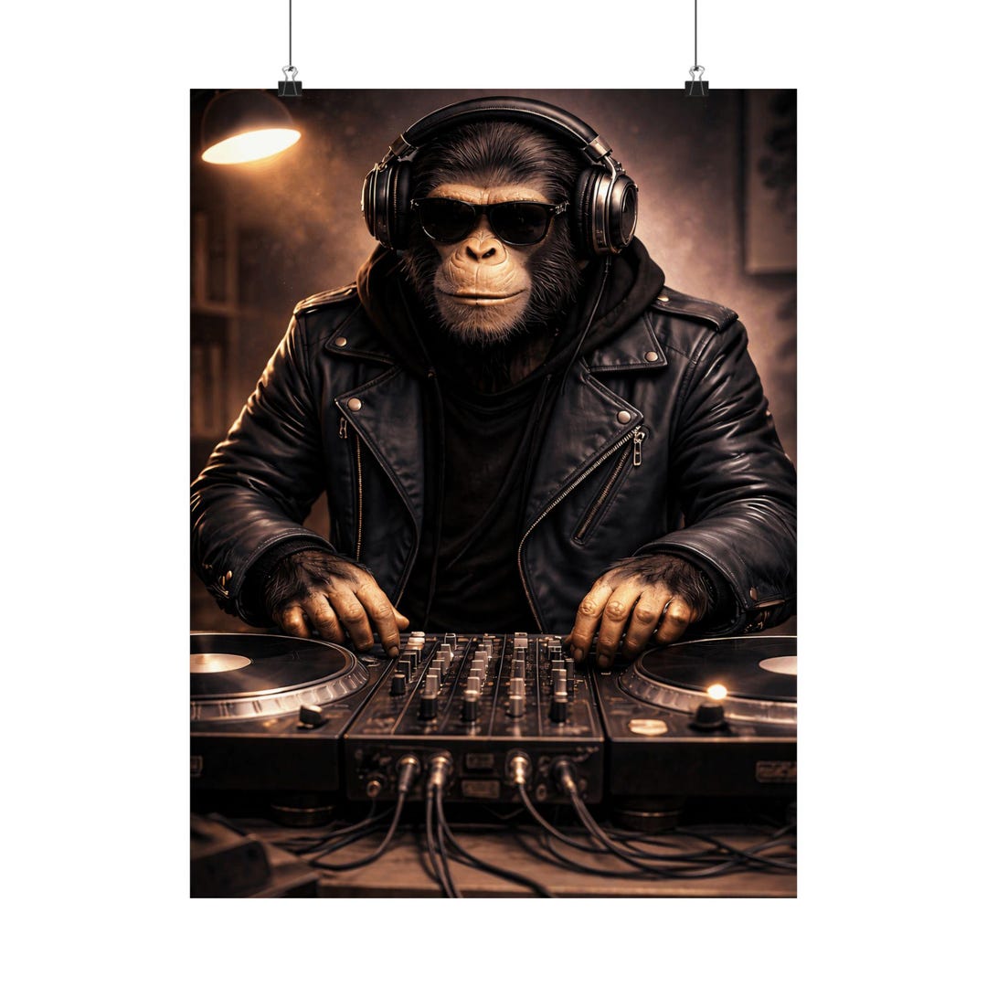 Chimpanzee DJ Art Print, Lofi Hip Hop Room Decor - Etsy