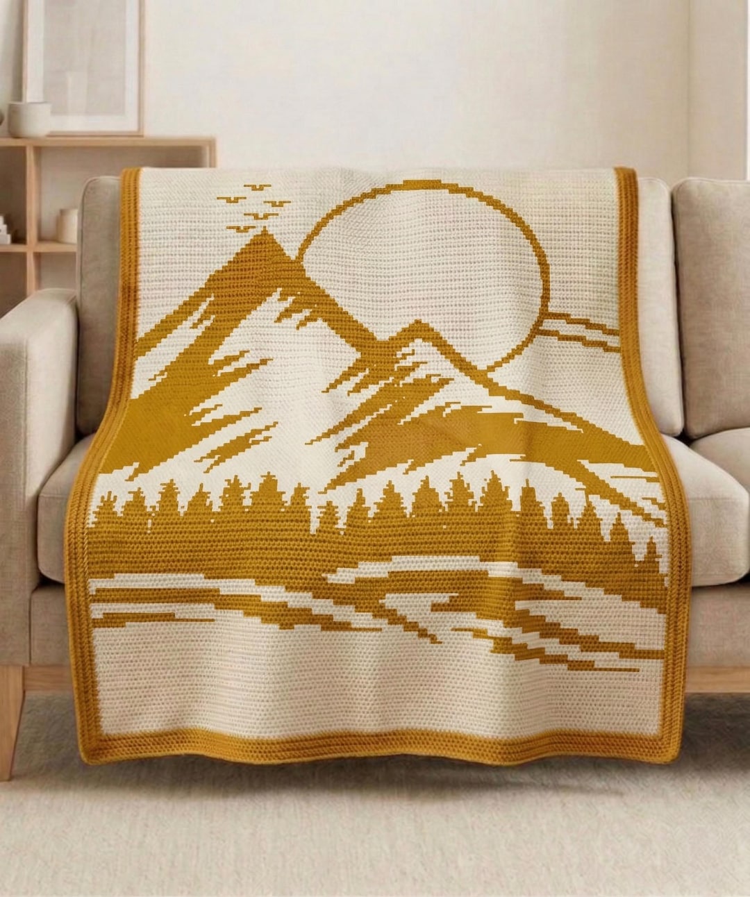 Mountain Landscape Mosaic Crochet Blanket Pattern PDF, Overlay Mosaic ...