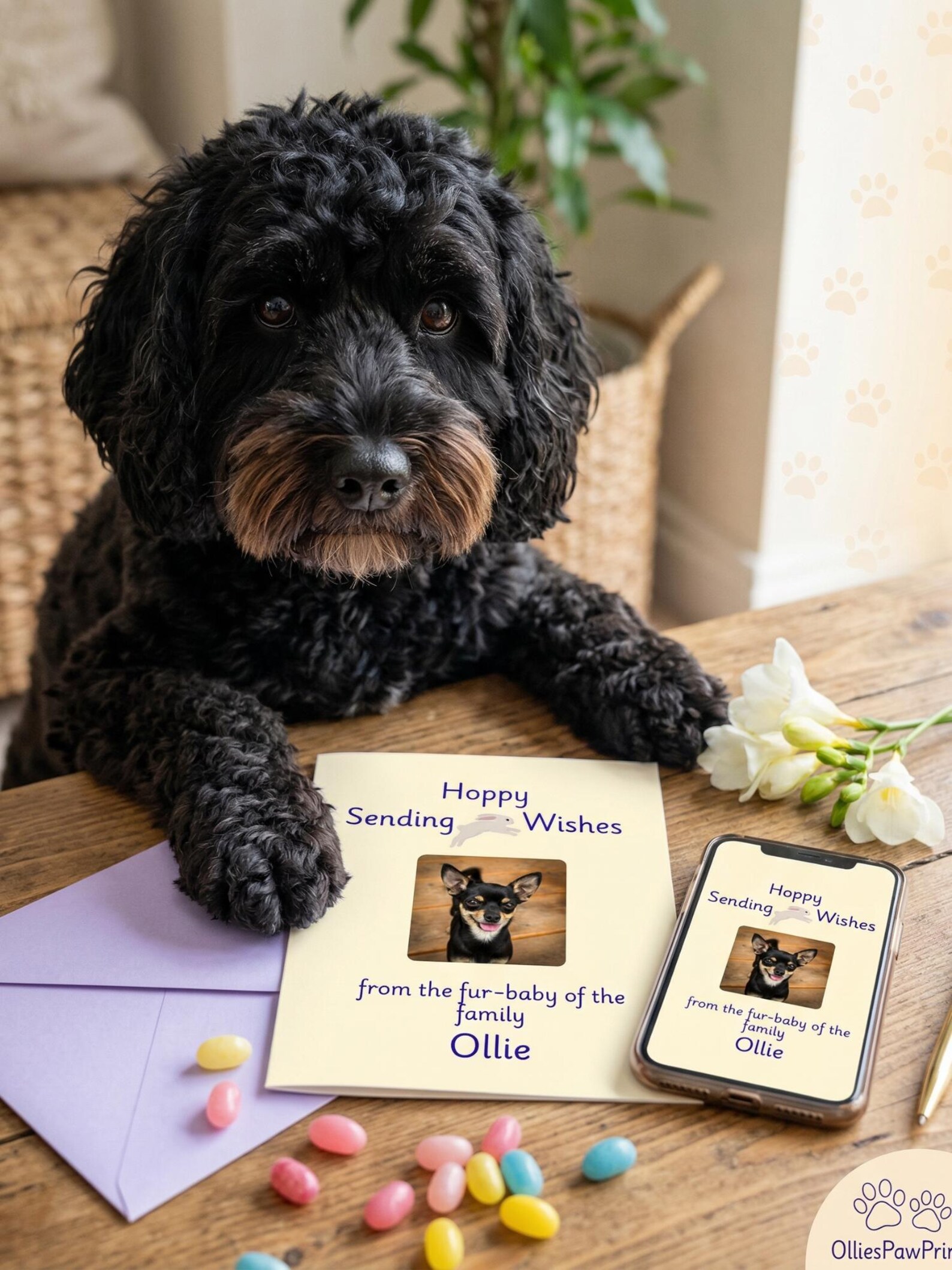 Custom Dog Card, Editable Easter Card, Printable Digital PNG - Etsy