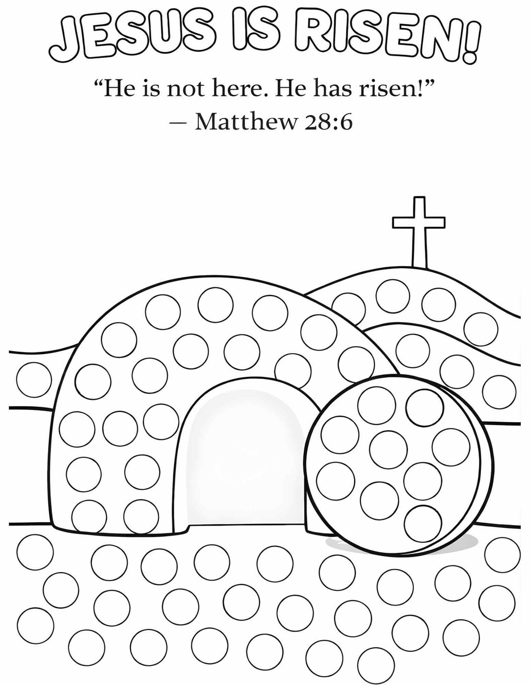 Jesus is Risen Dot Marker Printable | Easter Sunday School Activity ...